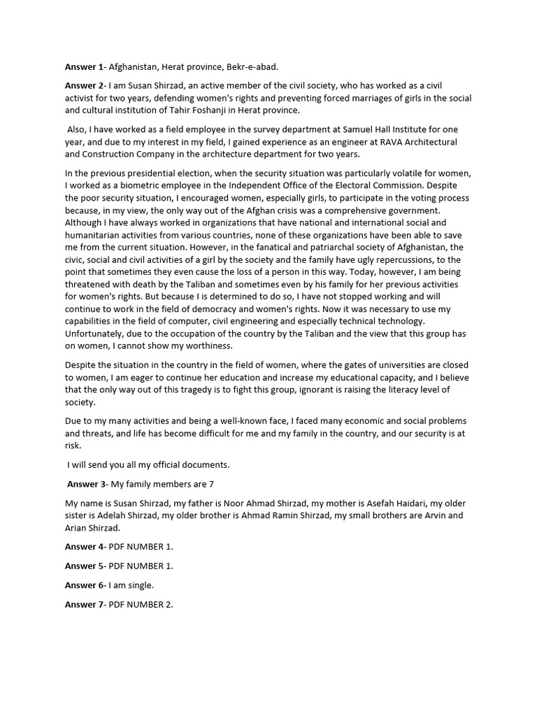ANWSERS THE QUESTIONS | PDF | Afghanistan