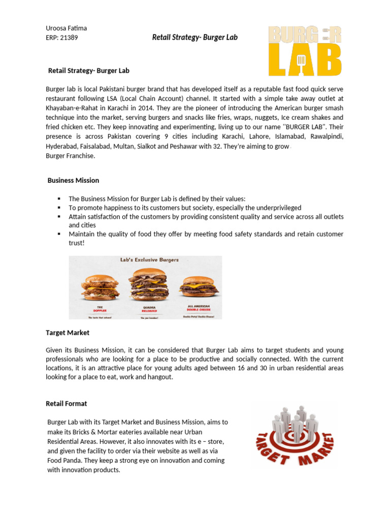 Burger Lab Retail Strategy Overview | PDF | Hamburgers | Fast Food