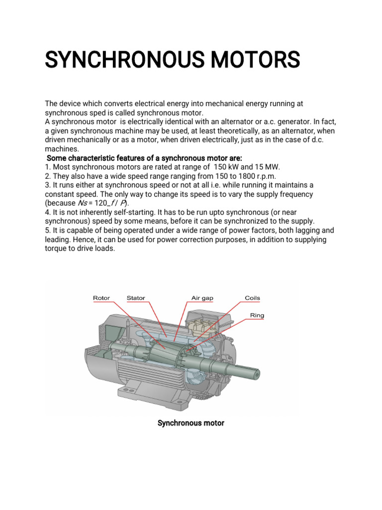 BEE UNIT 4-SYNCHRONOUS MOTOR | PDF