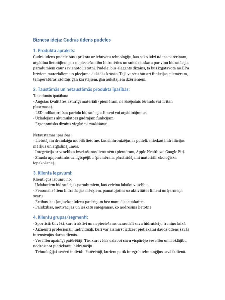 Biznesa Ideja Kudrjavcevs Daniels | PDF