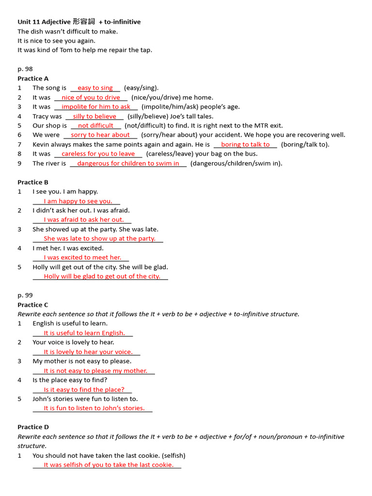 Unit 11 Adjective + to-infinitive | PDF | English Language
