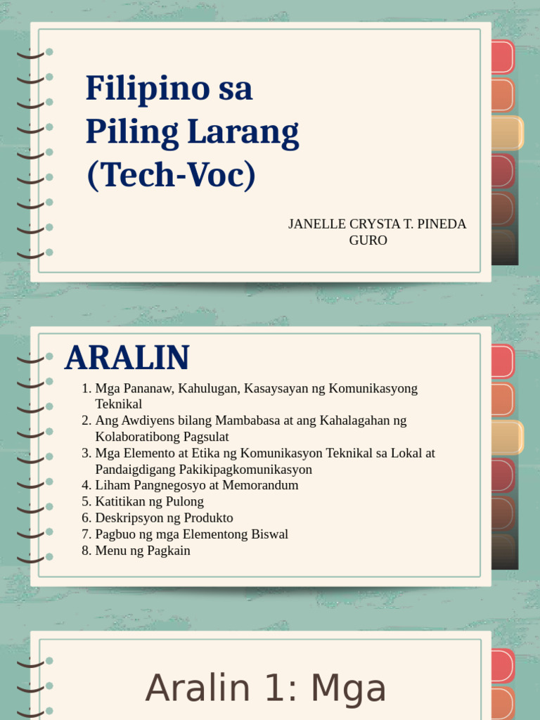 Aralin 1 Tech Voc | PDF