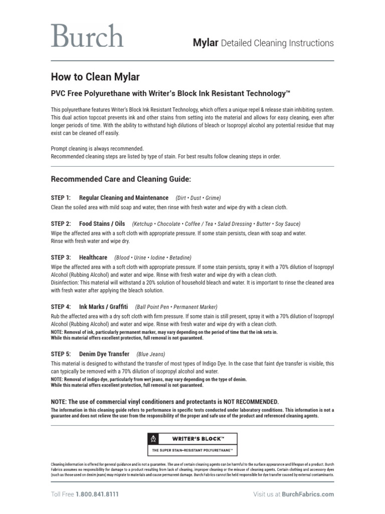 Mylar Cleaning Guide: Stain Removal Tips | PDF | Jeans | Dye