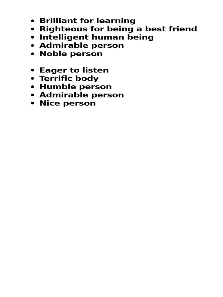 Qualities of an Admirable Friend | PDF