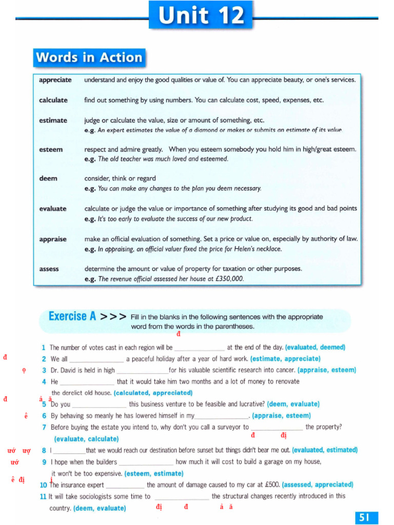 Ôn Mid-Term Voca Unit 12,13 | PDF
