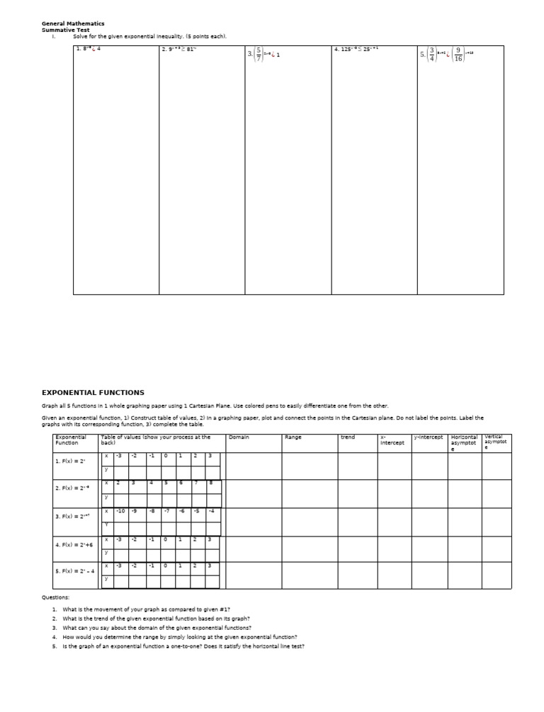 PT and ST Solving Exponential Inequality and Graphing Exponential ...