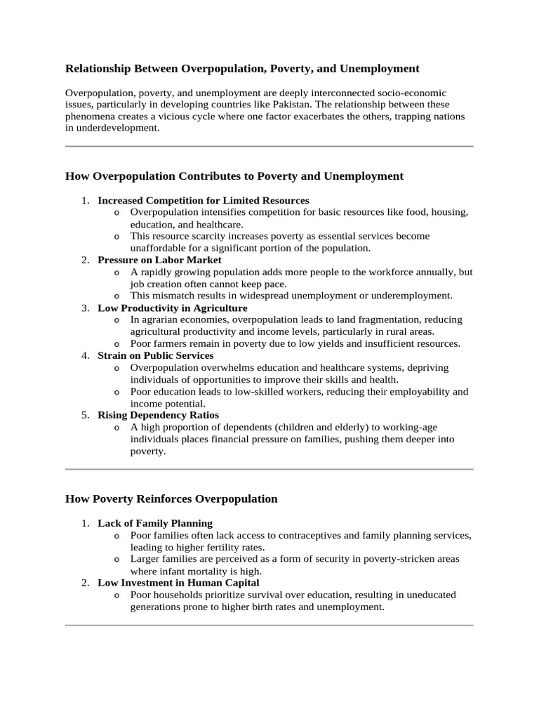 Overpopulation, Poverty & Unemployment | PDF | Poverty | Poverty ...