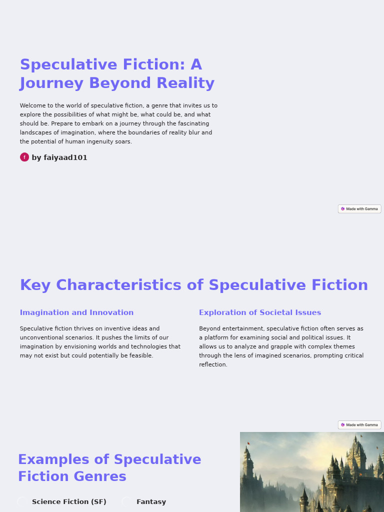 Speculative Fiction A Journey Beyond Reality | PDF | Speculative Fiction | Science Fiction