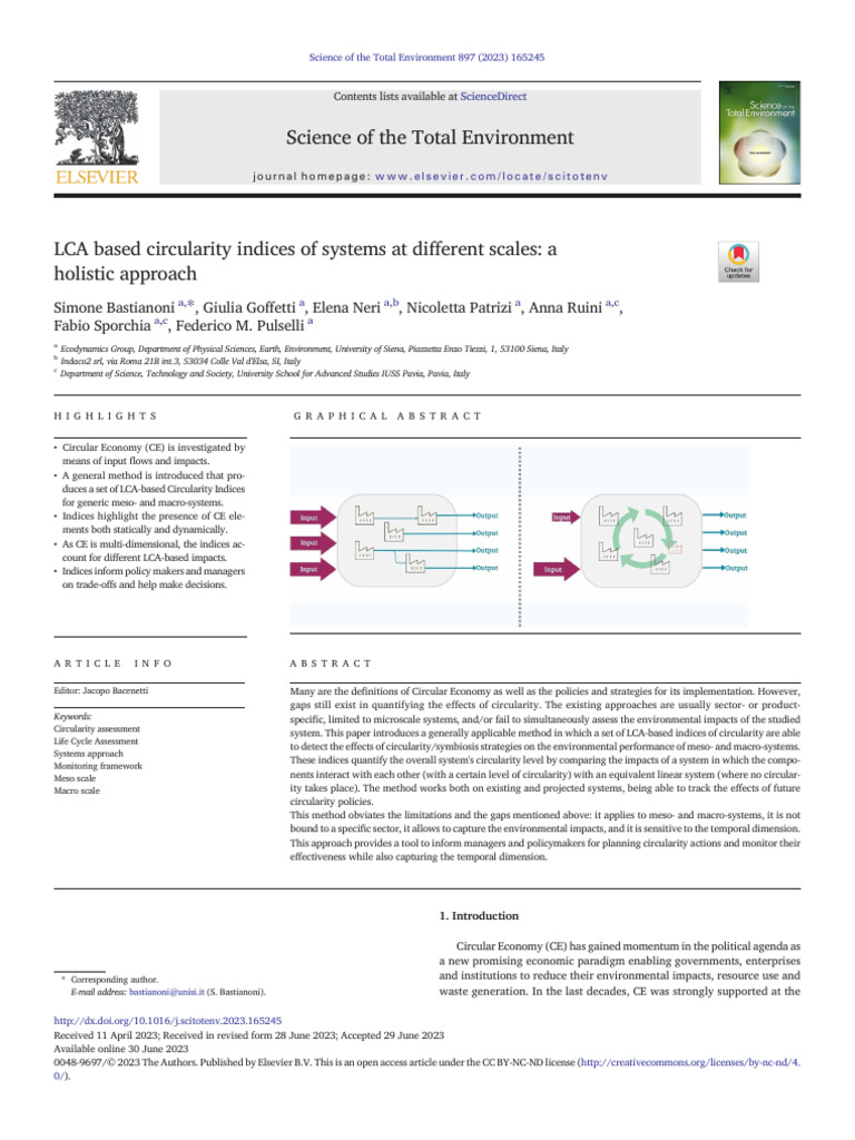 1 s2.0 S0048969723038688 Main | PDF | Life Cycle Assessment | Economy ...
