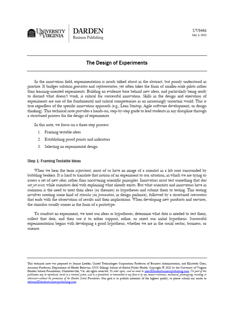 The Design of Experiments | PDF | Experiment | Hypothesis
