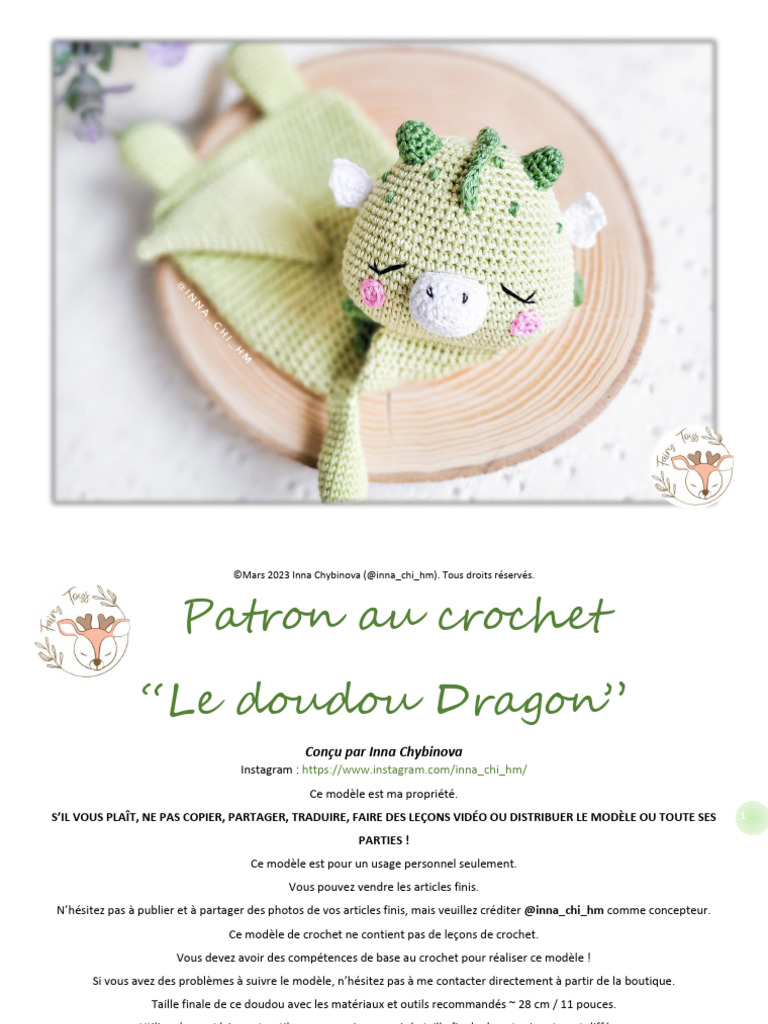 Patron gratuit : Doudou Dragon au crochet | PDF | Échecs | Théorie (échecs)