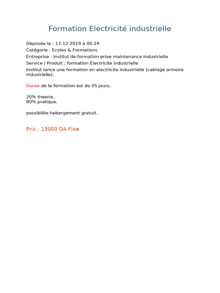 Formation Électricité Industrielle 5 Jours | PDF