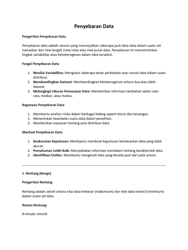 Materi Tentang Penyebaran Data | PDF