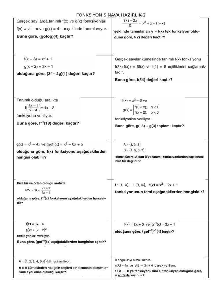 Fonksi̇yon - Olasilik Sinava Hazirlik-3 | PDF
