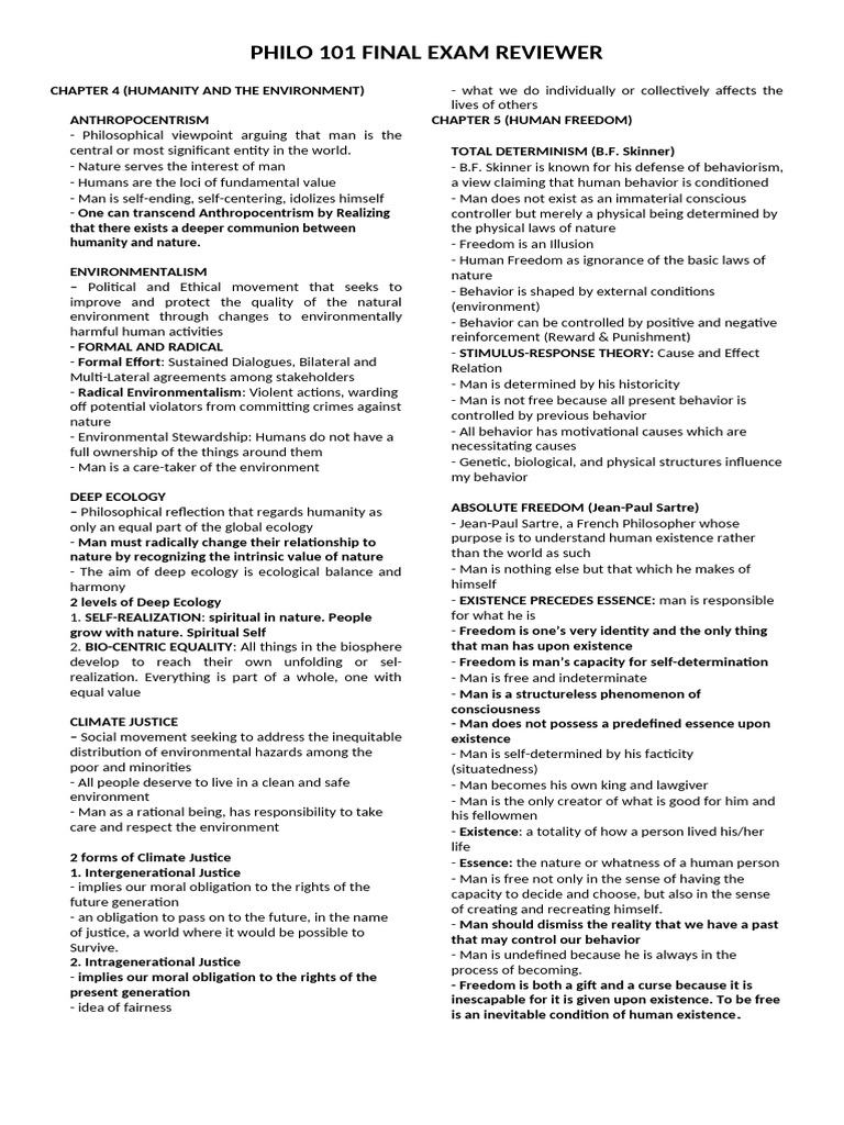Philo 101 Final Exam Reviewe | PDF | Free Will