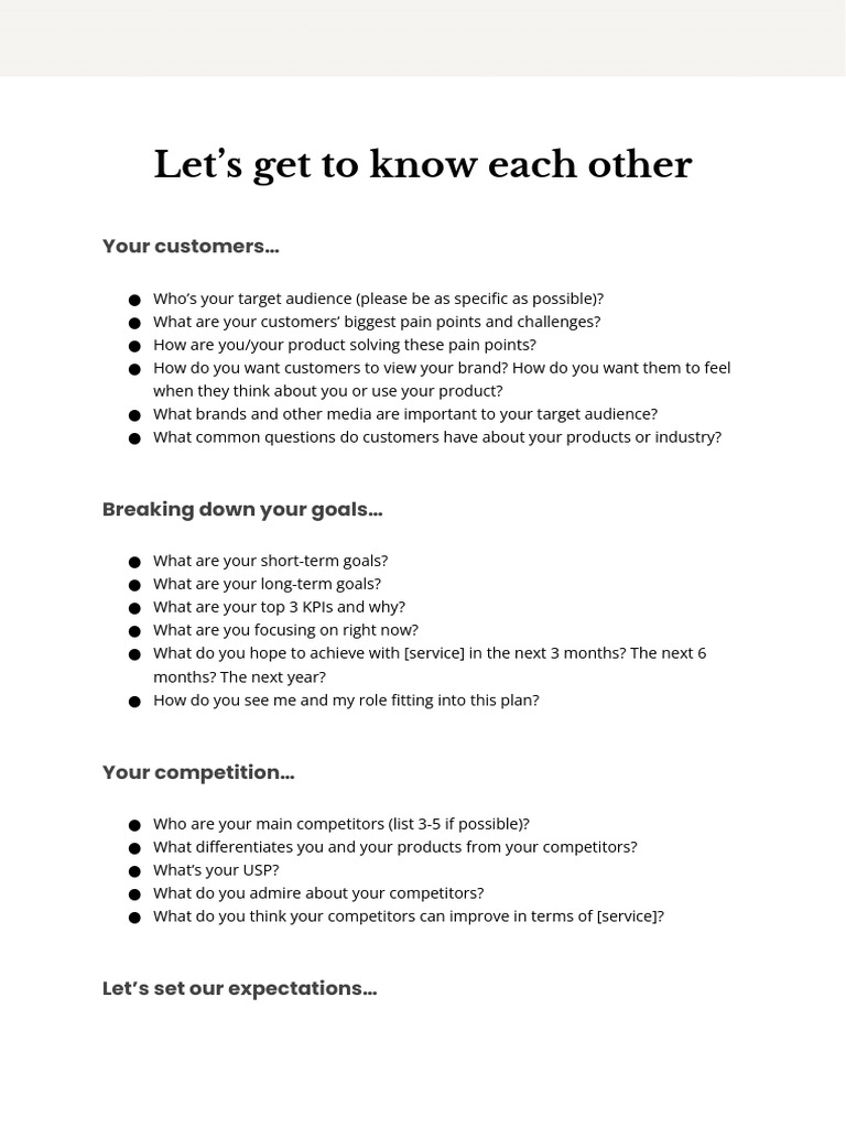 Client onboarding questionnaire - Workflow Wizard | PDF