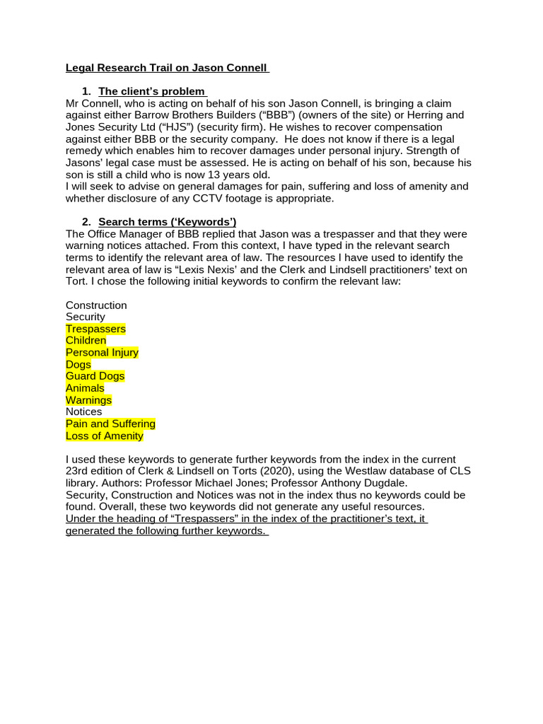 Research Trail On Jason Connell | PDF | Common Law | Legal Concepts