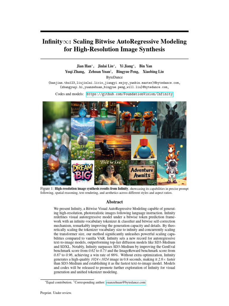 Infinity: High-Res Image Synthesis | PDF