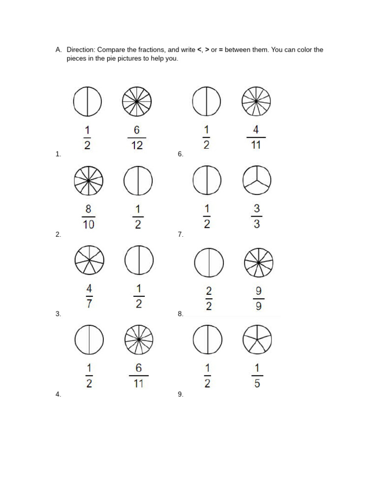 Comparing Fractions (Activity Sheet) | PDF