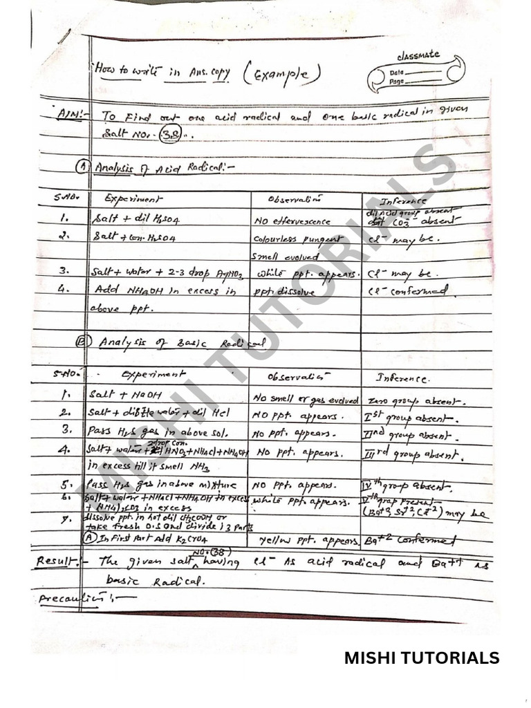 Class 12 Chemistry Practical | PDF