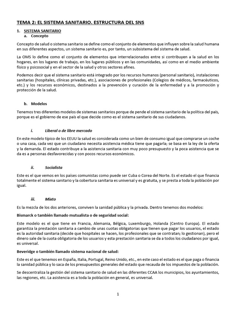 Oads - Tema 2 - 6 | PDF | Sistema de salud | Ministerio (Departamento de Gobierno)