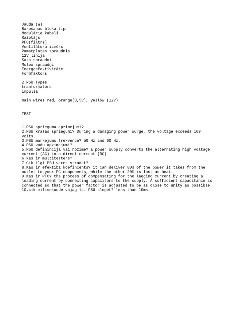 PSU Testing and Specifications Guide | PDF