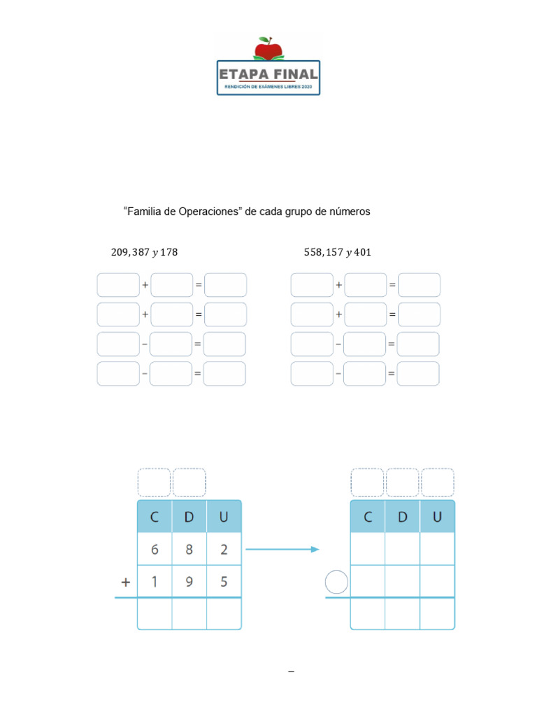Familia de Operaciones y Tablas de Multiplicar | PDF