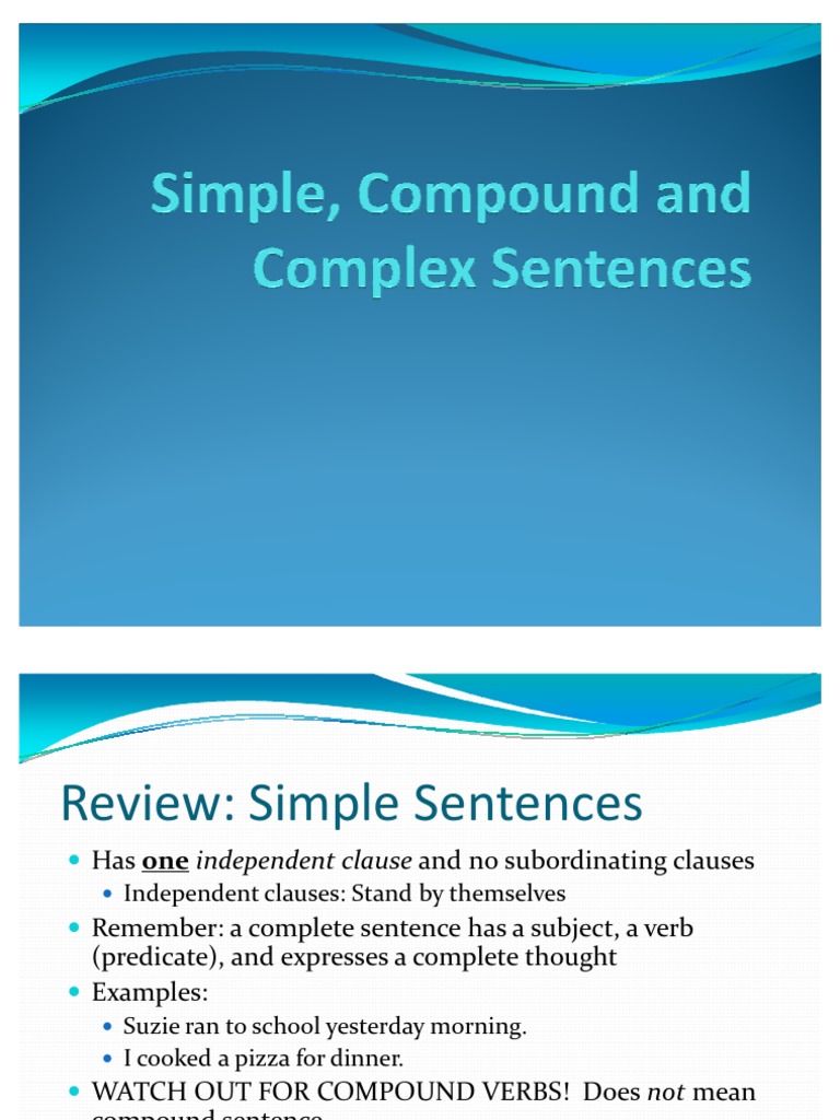 Simple, Compound and Complex Sentences | PDF