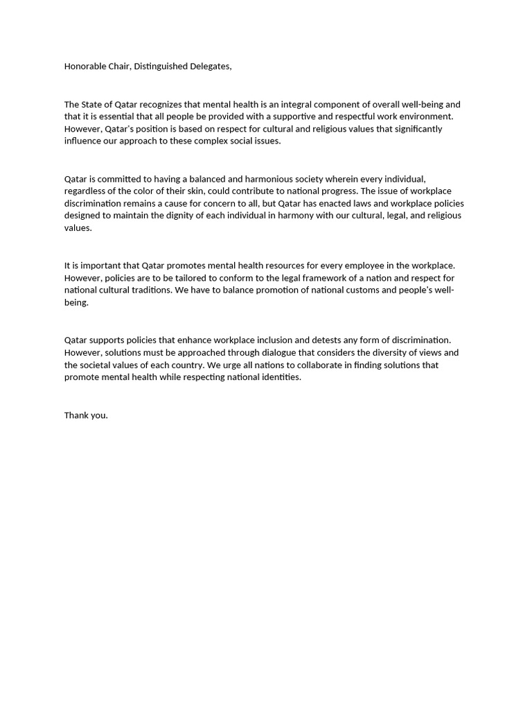 MUN Qatar Mental Healthcare | PDF