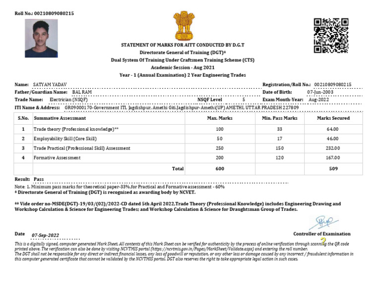 Marksheet R210809080215 1 | PDF
