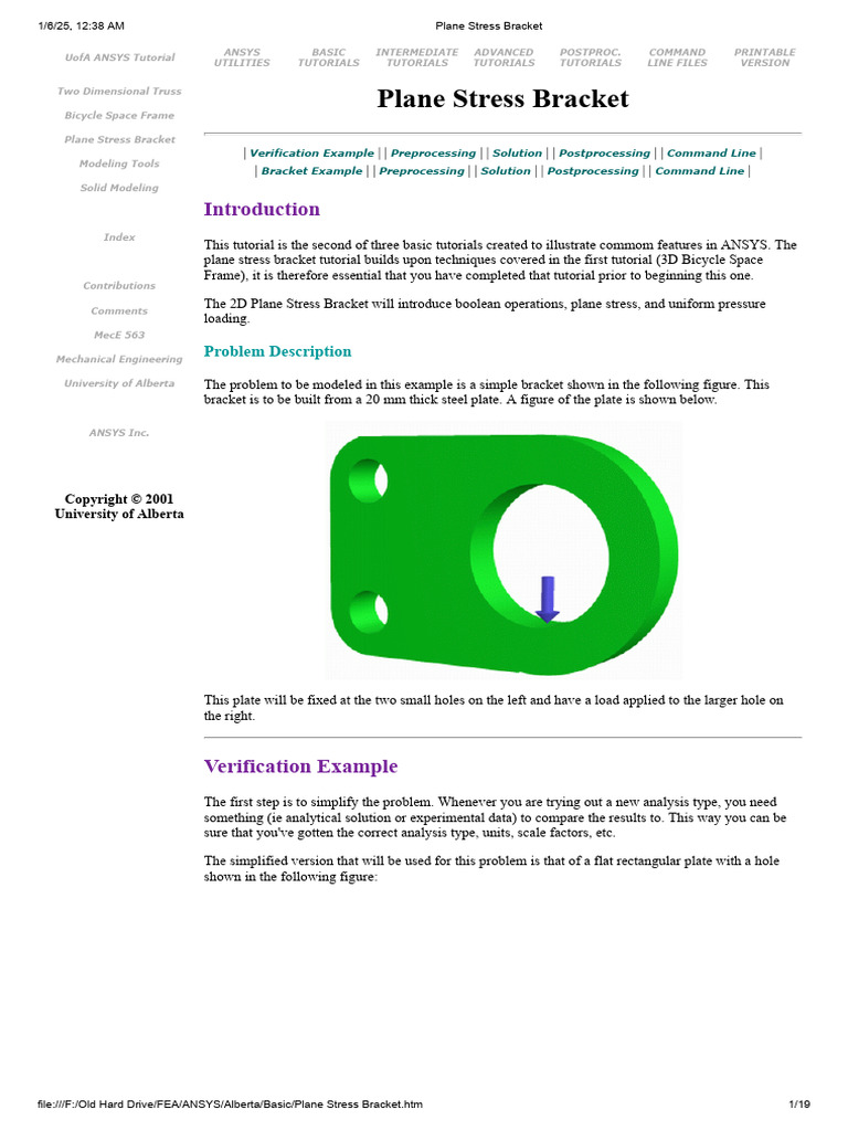 Plane Stress Bracket | PDF | Area | Finite Element Method