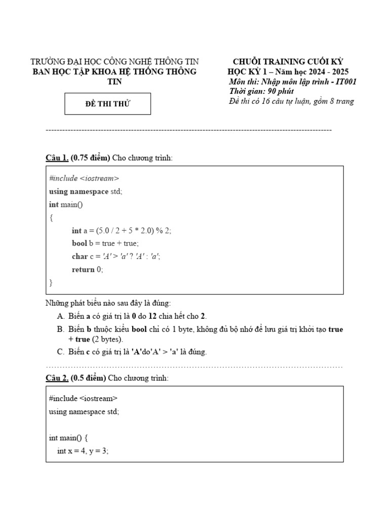 ĐỀ THI THỬ CK1 NMLT 24-25 | PDF