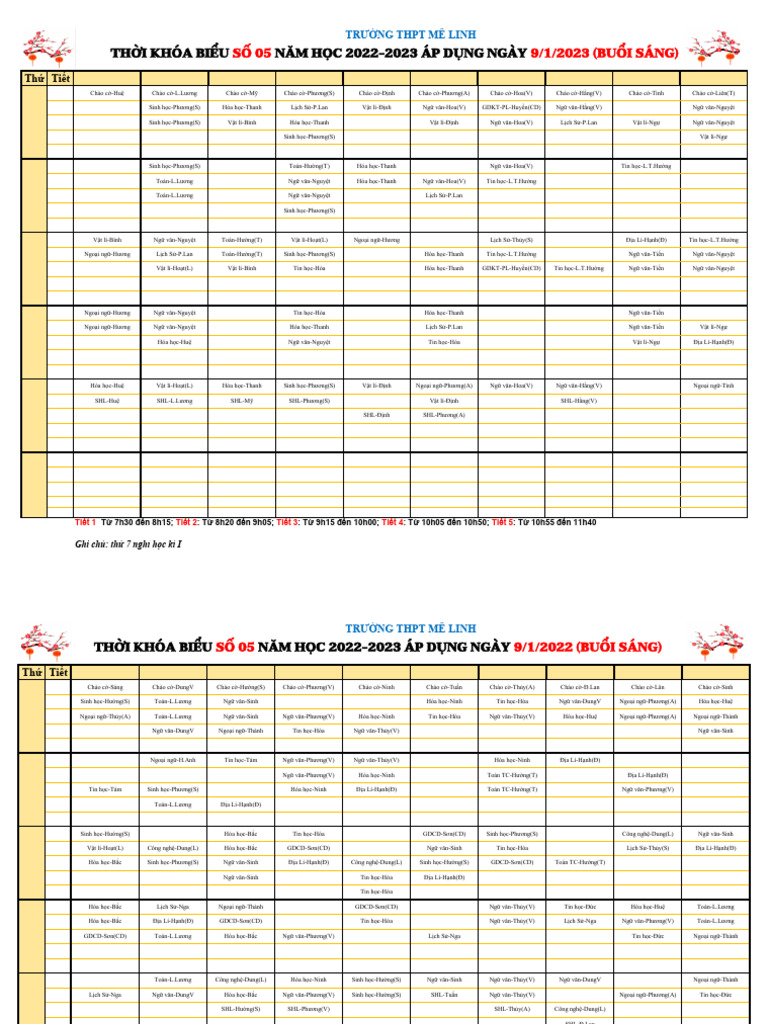 TKB SỐ 5 -SÁNG | PDF