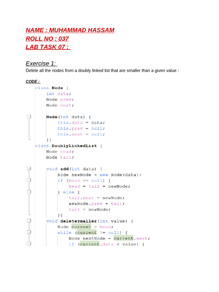 Doubly Linked List Operations | PDF
