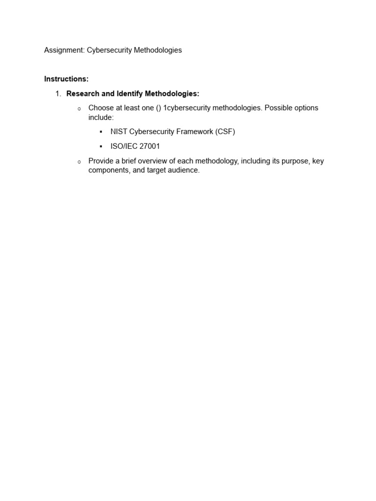 Assignment - Cybersecurity Methodologies | PDF