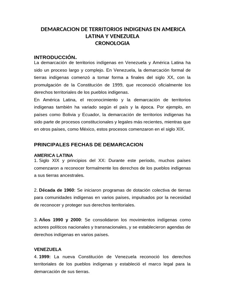 Demarcación de Territorios Indígenas en América Latina | PDF | America ...
