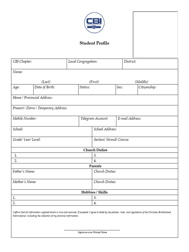 Student Profile - CBI | PDF