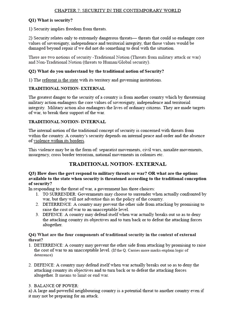 CHAPTER 7 Security in The Contemproary World | PDF | Arms Control ...