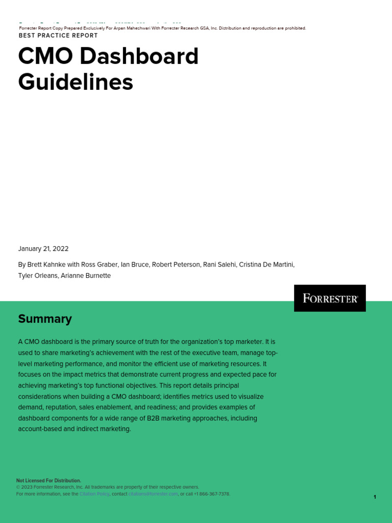 CMO Dashboard Guidelines | PDF | Marketing | Performance Indicator