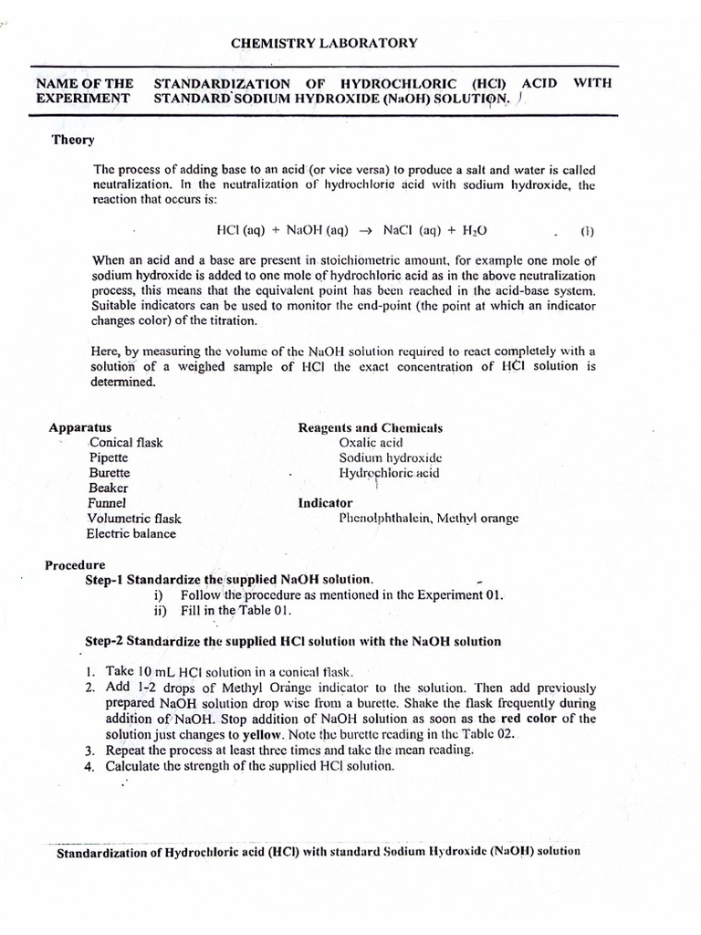 Chemistry lab experiment-02 | PDF