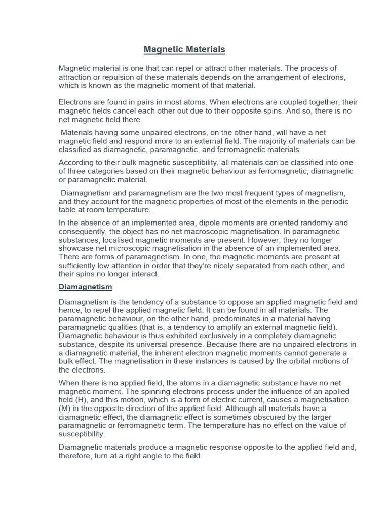 Magnetic Materials Pdf Magnetism Ferromagnetism