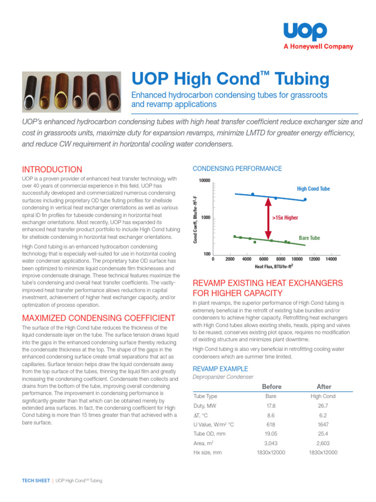 UOP High Cond Tubing Datasheet | PDF | Heat Exchanger | Applied And ...