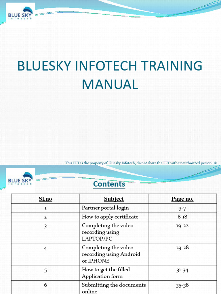 BLUE SKY TRAINING MANUAL Product Key | PDF | Public Key Certificate ...