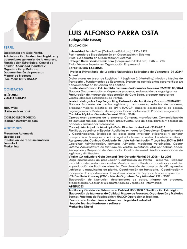 Curriculum Educacion 07-2024 | PDF | Logística | Análisis de Riesgo y Puntos Críticos de Control