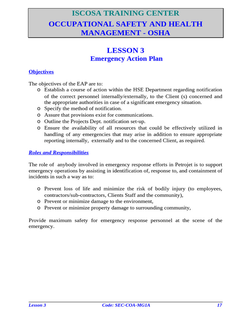 Lesson 03 | PDF | Emergency | Occupational Safety And Health