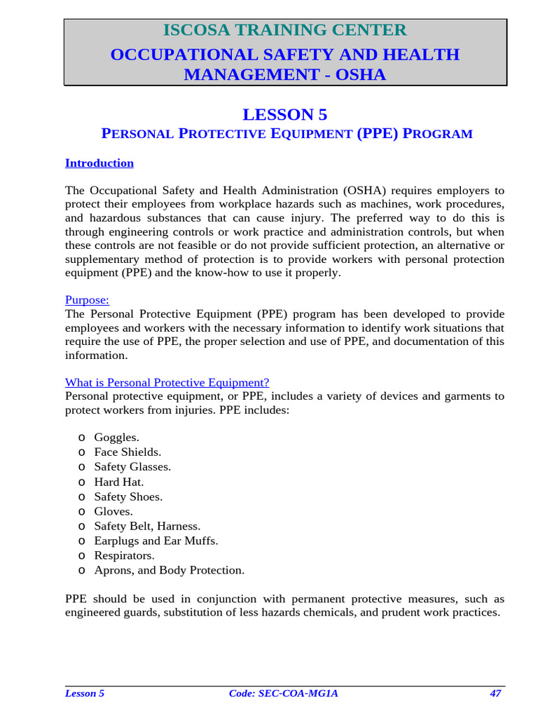 Lesson 05 | PDF | Personal Protective Equipment | Noise Lesson 05 | PDF | Personal Protective Equipment | Noise