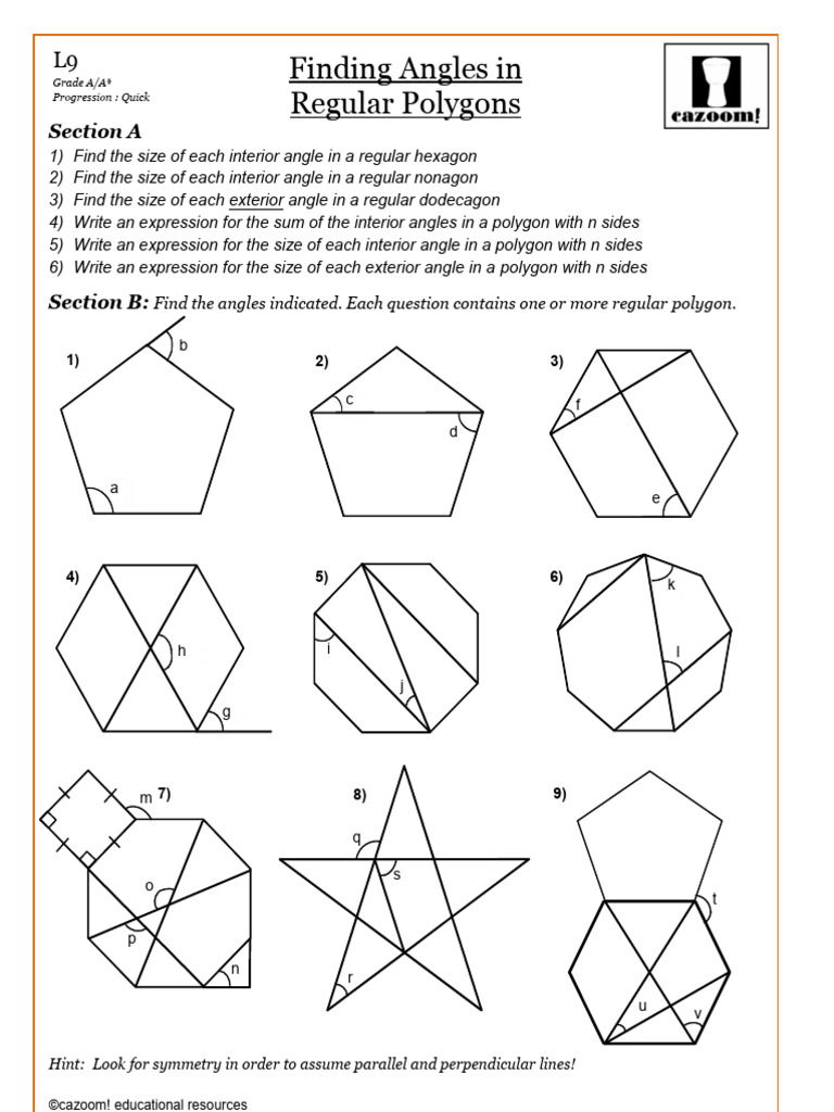 finding angles in regular polygons | PDF