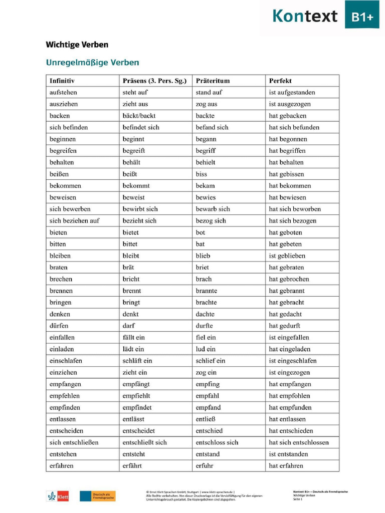 Wichtige Verben | PDF