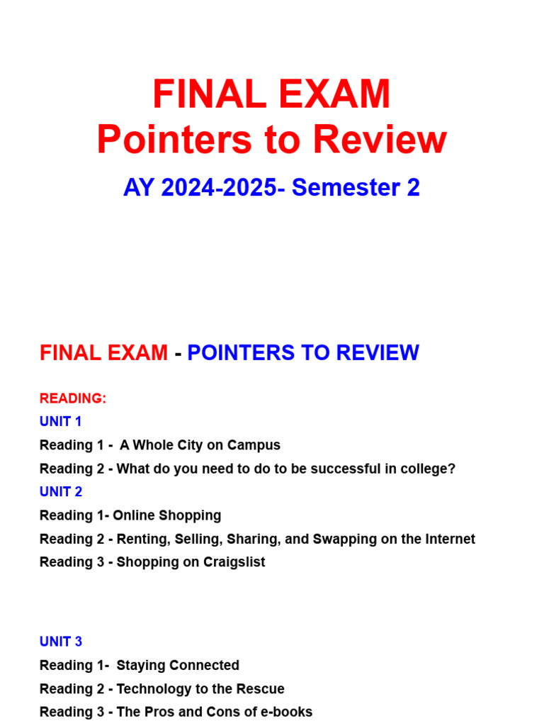 FINAL EXAM Pointers To Review | PDF