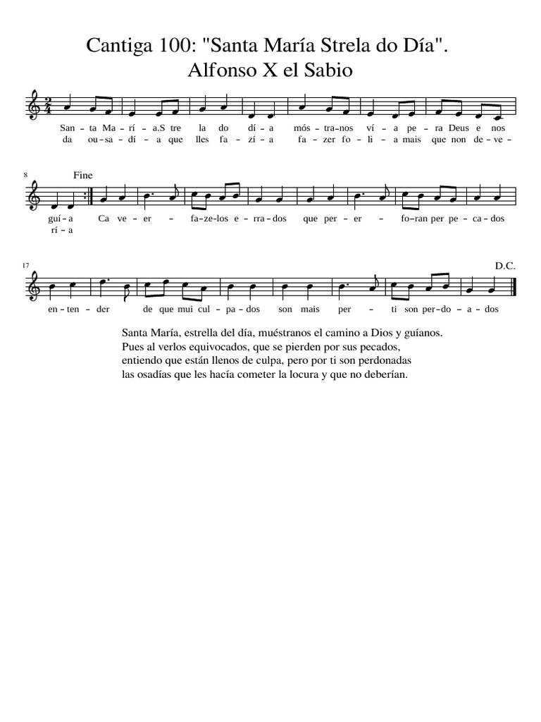 Cantiga 100 Santa Maria Strela Do Dia | PDF